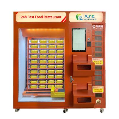 China XYZ 21.5 Inch Touch Screen Fridge Pre-meal Pasta Lunch Box Meal Automatic Hot Food Vending Machine for sale