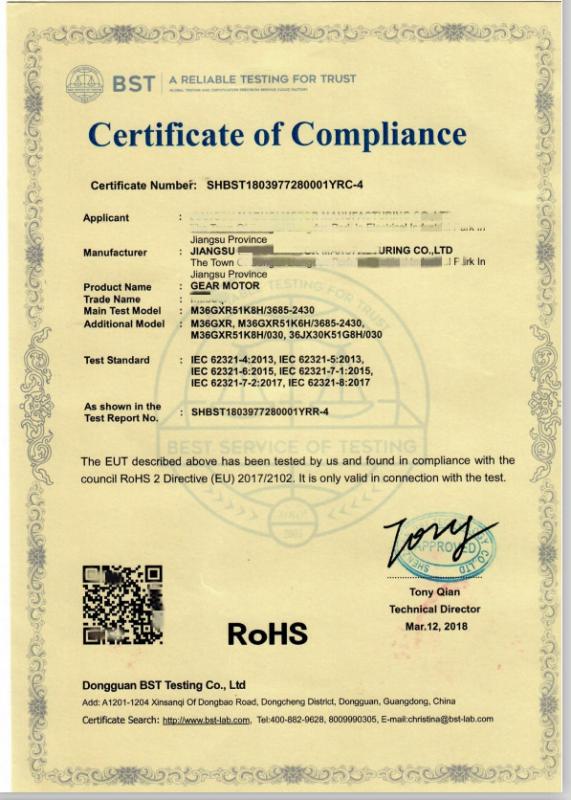 RoHS - Changzhou Vic-Tech Motor Technology Co., Ltd.