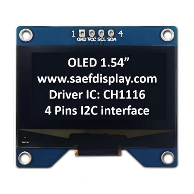 중국 공장 1.54인치 OLED 디스플레이 128x64 I2C 인터페이스 및 CH1116 드라이버 판매용