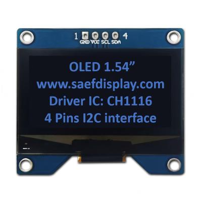 중국 공장 1.54인치 OLED 디스플레이 128x64 I2C 인터페이스 및 CH1116 드라이버 판매용