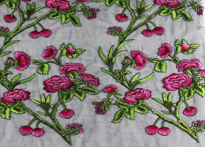 Κίνα Χρωματισμένο Floral κεντημένο ύφασμα του Tulle με τον πολυεστέρα στο νάυλον τμήμα πλέγματος προς πώληση