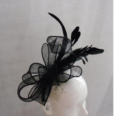 Cina Chiari cappelli delle signore Fascinator di Sinamay del nero del pettine con i cicli per sincronizzazione quotidiana in vendita