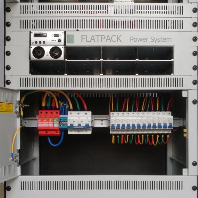 Delta PRS3000 AC and DC distribution breaker panel detail