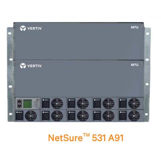 Vertiv NetSure 531 A91-S1 rack-mount DC power system front view