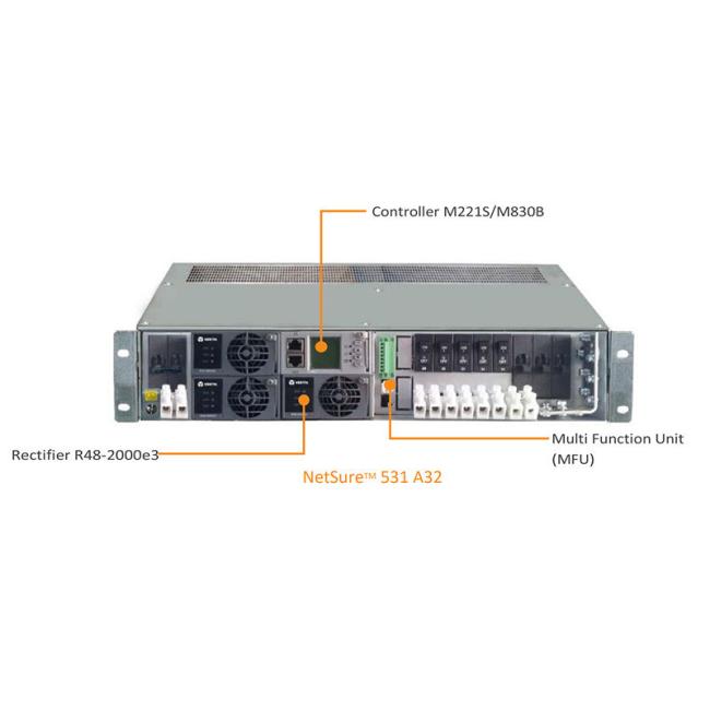 Eltek Flatpack2 2U marine DC power system installed in 19-inch rack