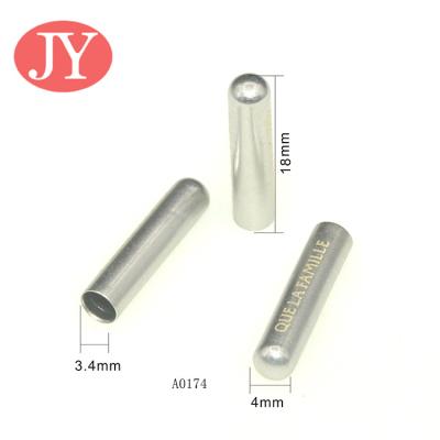 China jiayang matte silver color 4.0mm cord laser logo metal tipping for pant lace cord aglets tipping for sale