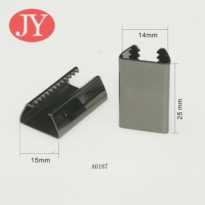China jiayang aglet metal gun color 25mm flat cord laser logo metal tipping for hoodies for sale