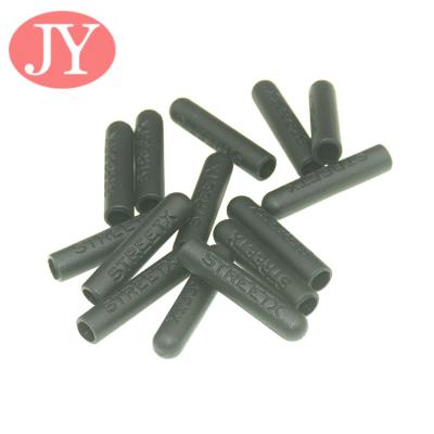 China Jiayang aglet Debossed logo matte black color tube shape ABS plastic tipping plastic aglets for sale