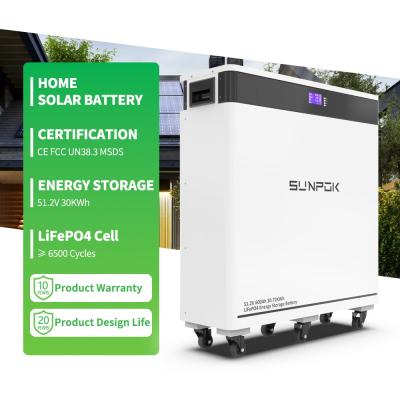 51.2V 600Ah Batterie au lithium 30kwh 60kwh 48V Système de stockage d'énergie solaire pour la maison LiFePO4 Batteries pour la maison