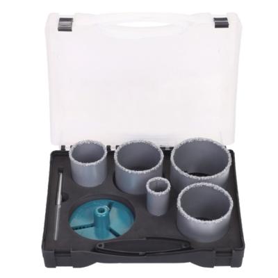 7PC Tungsten Carbide Gritted Hole Saw Kit 92HRC Hardness Sand Blast Surface
