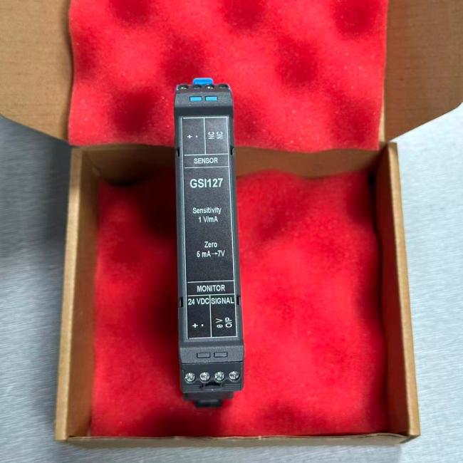 GSI 127 244-127-000-017-A2-B01 galvanic isolation module side view showing signal input and output ports