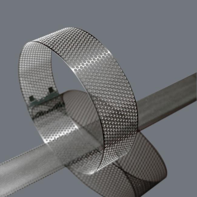 Close-up view of etched filter mesh pattern