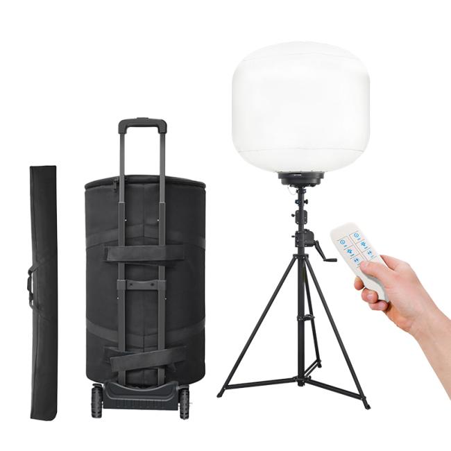 Portable balloon light tower in use