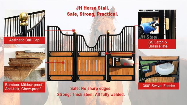 Front view of European style horse stable