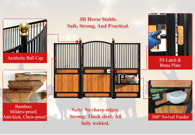 Close-up of horse stall construction