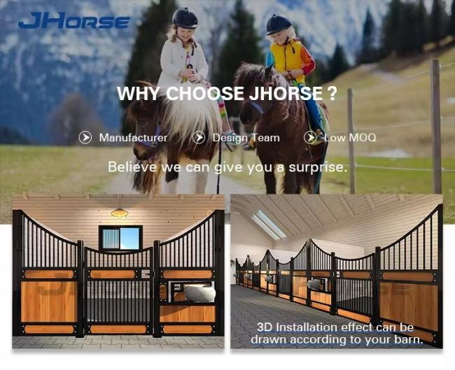 Galvanized horse stall panels in stable setting