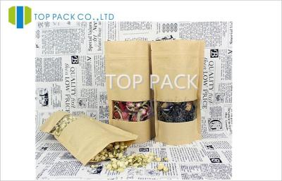 Cina La carta kraft Su misura del tè di tipo corrente sta sul sacchetto, chiara chiusura lampo della finestra in vendita