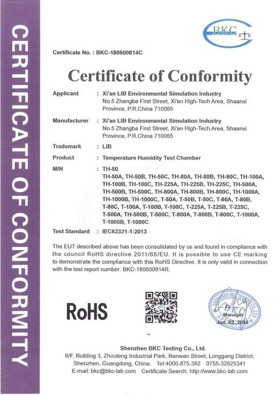RoHS - Xi'An LIB Environmental Simulation Industry