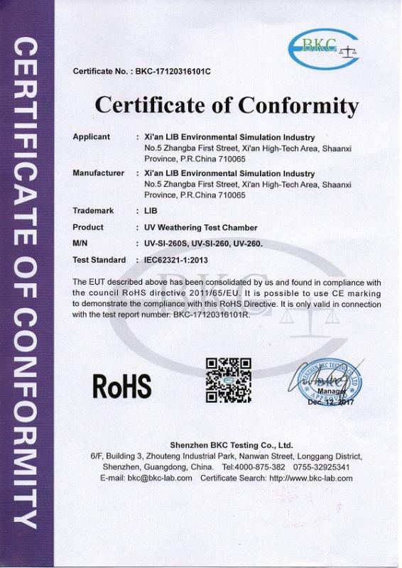 RoHS - Xi'An LIB Environmental Simulation Industry