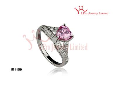 China Unisex-Riek het Plaatsen Diamant Gesneden Roze Zircon de Zilveren Trouwringen van CZ in Was het Plaatsen Te koop