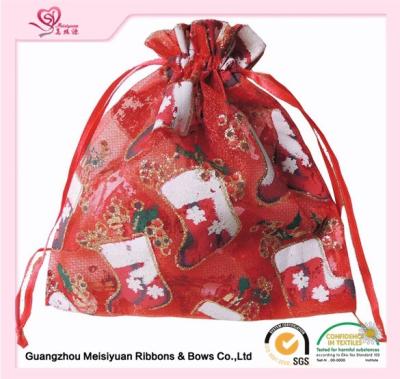 China Bolsos de lazo de encargo de la cinta roja de la organza dirección superficial de la pantalla de seda de 12 * del 15cm en venta