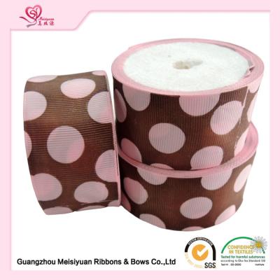 Cina 50 millimetri del Grosgrain di stampa su ordinazione del nastro, punti rosa & nastro di seta del Grosgrain dei punti rossi in vendita