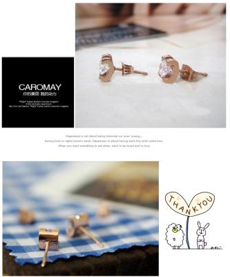 China Forme a mujeres la joyería el oro titanium del acero 14k plateado con el pendiente del perno prisionero del diamante en venta