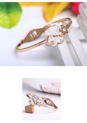 China Joyería color de rosa de la venta al por mayor del final del oro del brazalete de acero titanium de la joyería de las mujeres de la moda en venta