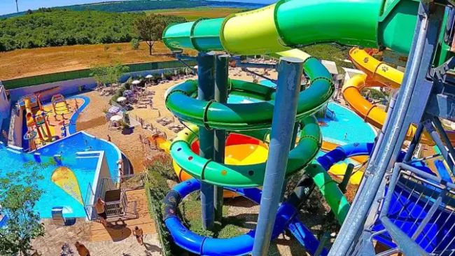 Loop and spiral water slide action view