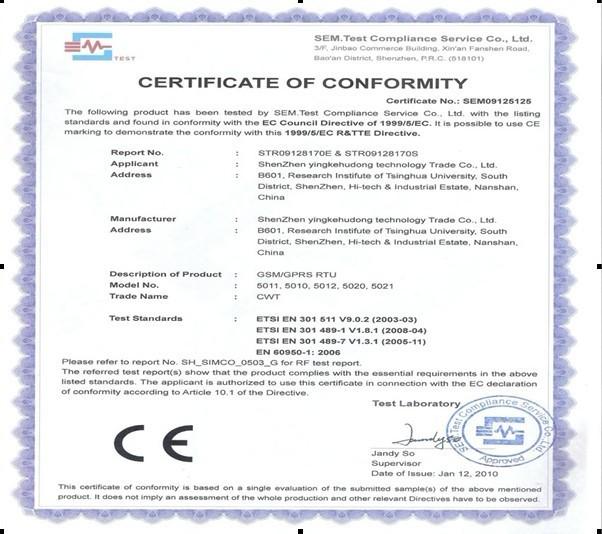 CE Certificate - CWT(HK) Co., Limited