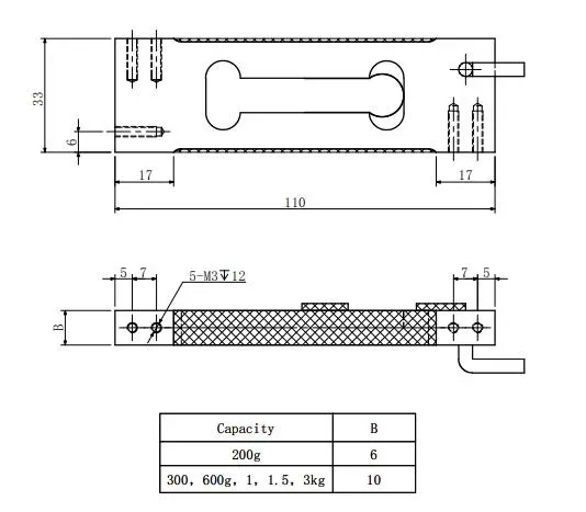 Capacity0.3~5kg Parallel Beam Sensor Aluminium Alloy Single Point Load Cell