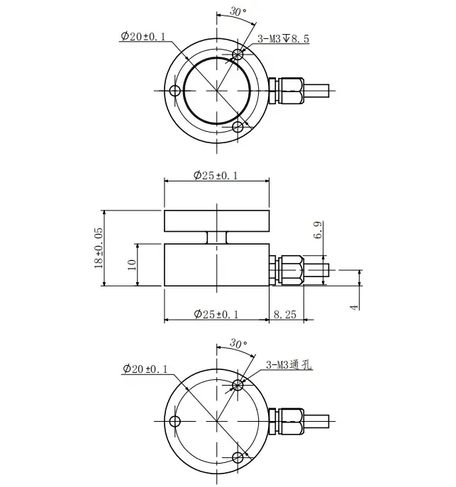 Compression Force Sensor Flange Mounted Pressure Sensor