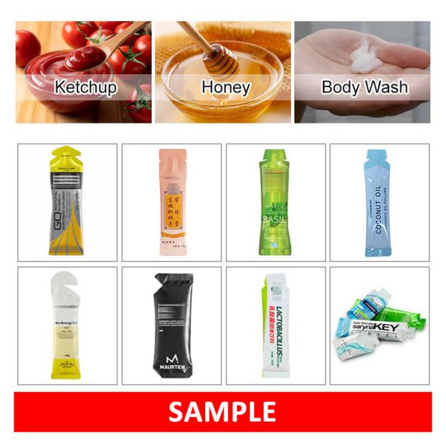 Side view of vertical filling and packing machine