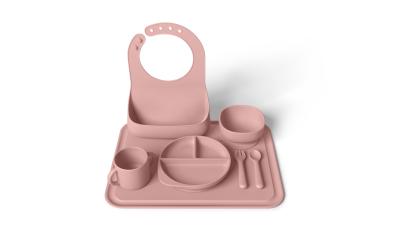 China LFGB personalizou o babador do silicone e a placa ajustou-se cor-de-rosa com punhos à venda