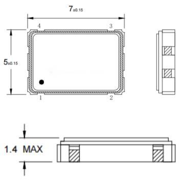 LT-CR series crystal oscillator outline drawing - front view