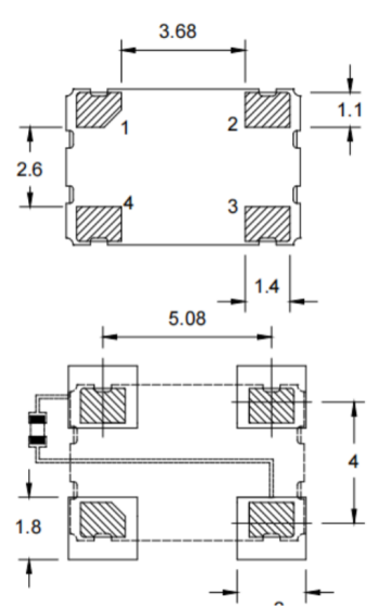 LT-CR series crystal oscillator outline drawing - side view