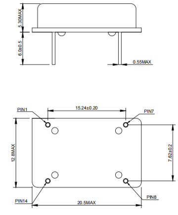 LT-CR Series Crystal Oscillator pin configuration diagram