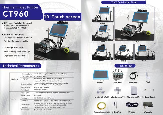 Industrial inkjet printer in production environment marking packages