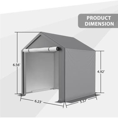 Κίνα Κάλυψη οροφής από υφασμάτινο PE AJUNION 6.2x5.6ft Εξωτερική σκηνή αποθήκευσης Χωροφυλάκιο μεταλλικού κήπου προς πώληση
