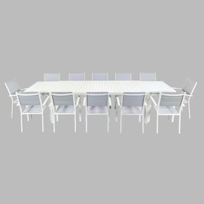 Chine Ensemble de salle à manger extérieure en aluminium de style moderne 12 sièges fauteuil et table à manger extensible à vendre