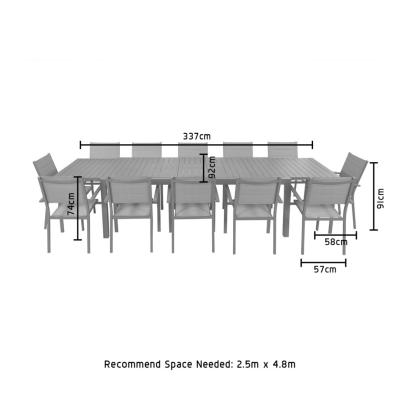 Chine Ensemble de salle à manger extérieure en aluminium de style moderne 12 sièges fauteuil et table à manger extensible à vendre