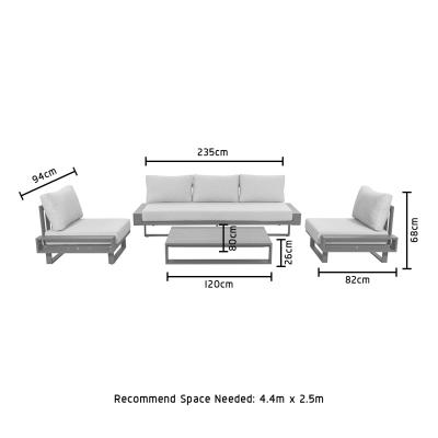 Κίνα AJUNION Luxury Aluminium Sofa Set έπιπλα με τραπέζι καφέ Μέγεθος L 120 x W80 x H26cm προς πώληση