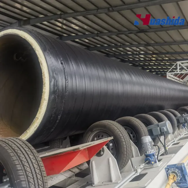 Large Diameter PU Spray Foaming PE Wrapped Preinsulation Pipe Continuous Production Line