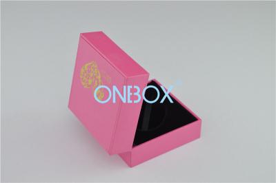China Cajas de regalo impresas cuadrado de papel rosado con terciopelo modificado para requisitos particulares en forma de corazón del negro de la ranura en venta