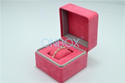 China Caixas de empacotamento da joia cor-de-rosa bonita de veludo para o bracelete/relógio das meninas à venda