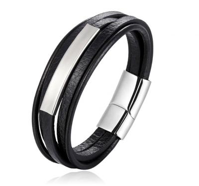 Cina Braccialetti di pelle e acciaio inossidabile con opzioni di personalizzazione in vendita