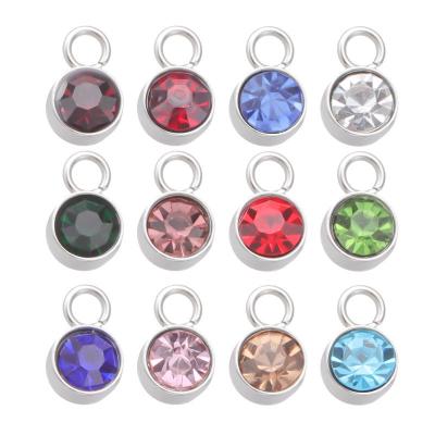 Cina Eccellente Acciaio inossidabile 12 Pietra di nascita Diamante Tazza Pendente Pietra di nascita Charm Pendenti in vendita