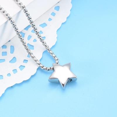 Cina Urna commemorativa di stelle in acciaio inossidabile altamente lucidato Collare porta ceneri Crematura Ricordi Gioielli per donne incisibili in vendita