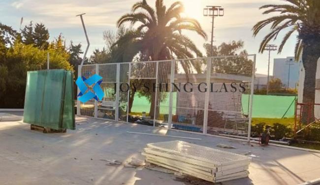 Clear Toughened Glass With Holes For Tennis Fence