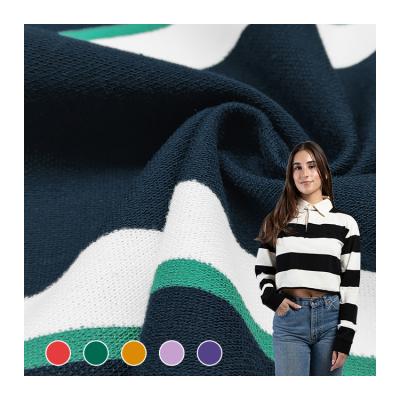 China Custom Green Black and White Stripes Fabric, Soft Cotton Striped Pique Fabric for Baby Cloth for sale